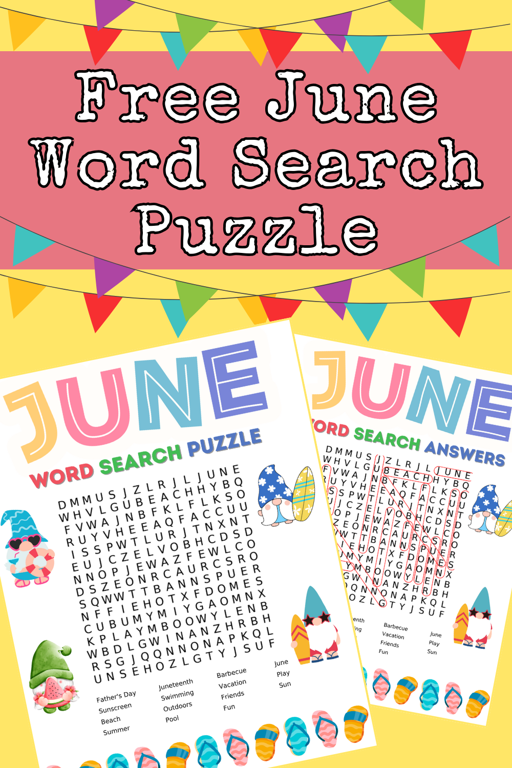 Free Printable June Word Search