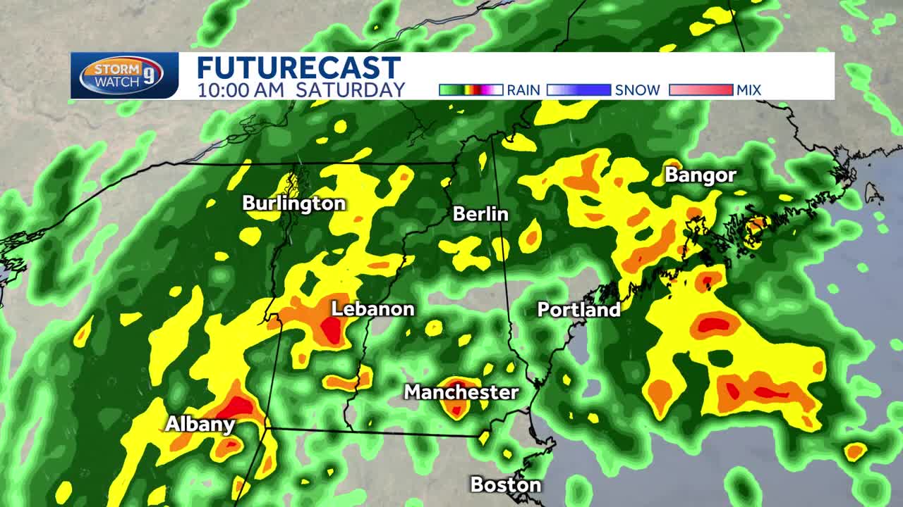 New Hampshire hourly weather: Track heavy rain for Saturday