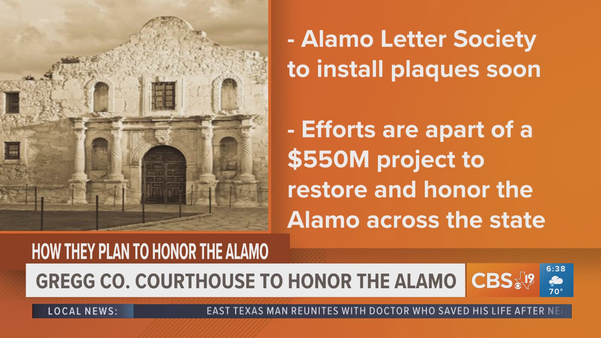 Gregg County Courthouse to honor the Alamo