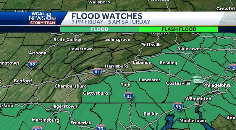 Heavy rain, strong to severe storms possible; flood watch in effect for ...