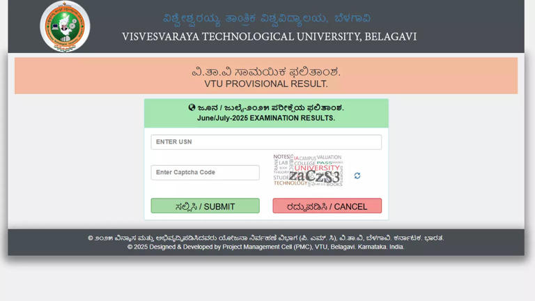 VTU UG and PG results 2025 for various semesters out at vtu.ac.in ...