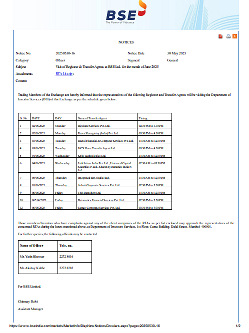 BSE Schedules RTA Visits In June, Investors Can Meet For Complaints
