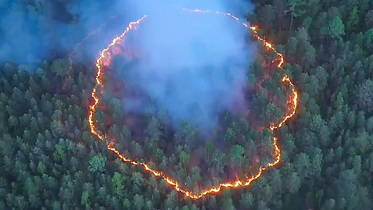 Perfect impact: Lightning causes circular forest fire in Siberia
