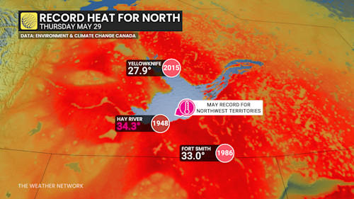 34°C: Record-breaking May temperatures reported near frozen lakes