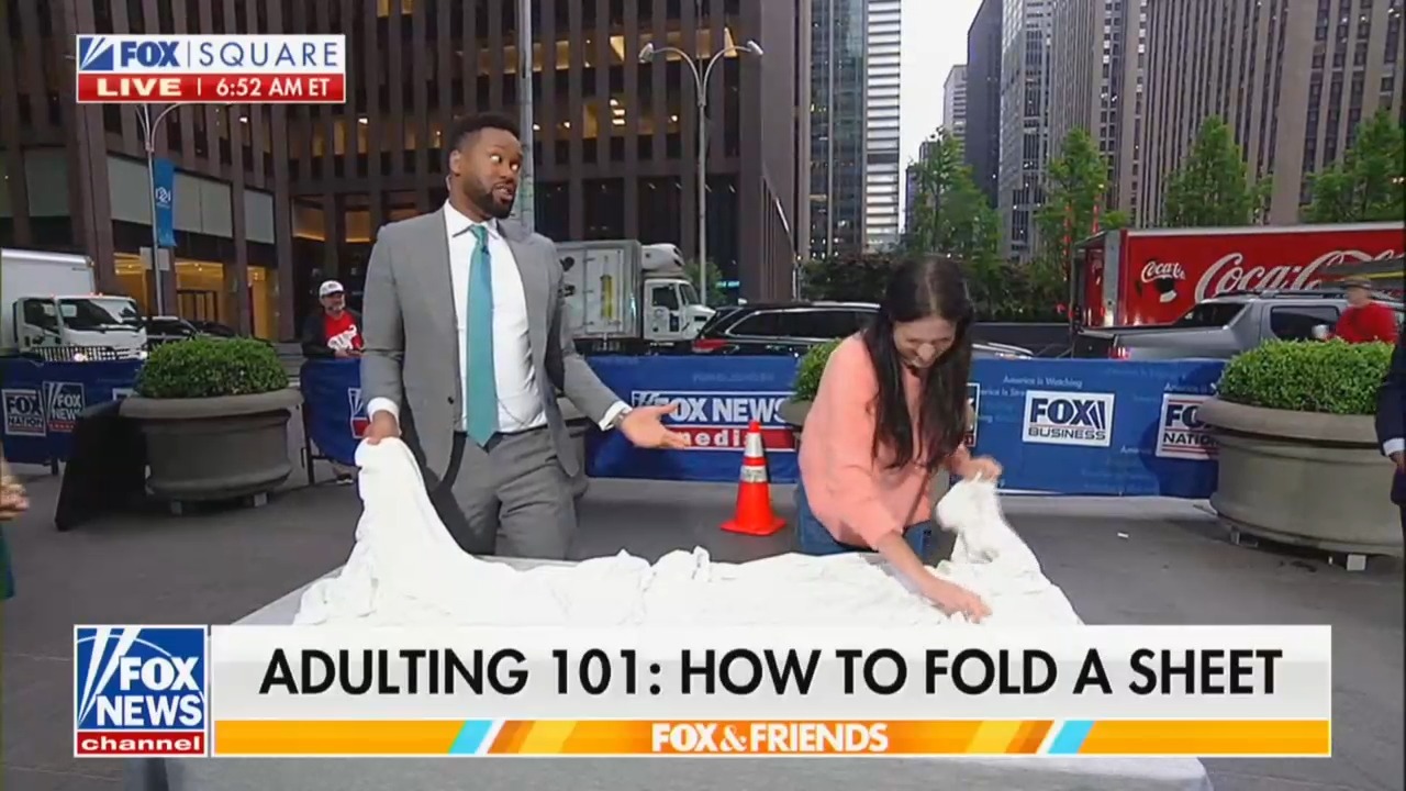 Lawrence Jones Flustered as He Tries to Fold Fitted Sheet on Fox ...