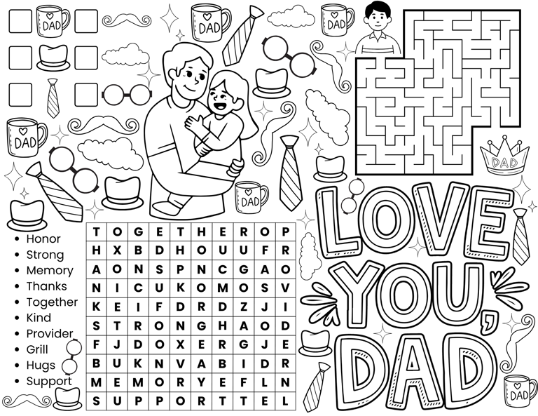 7 pages of printable Father's Day activities