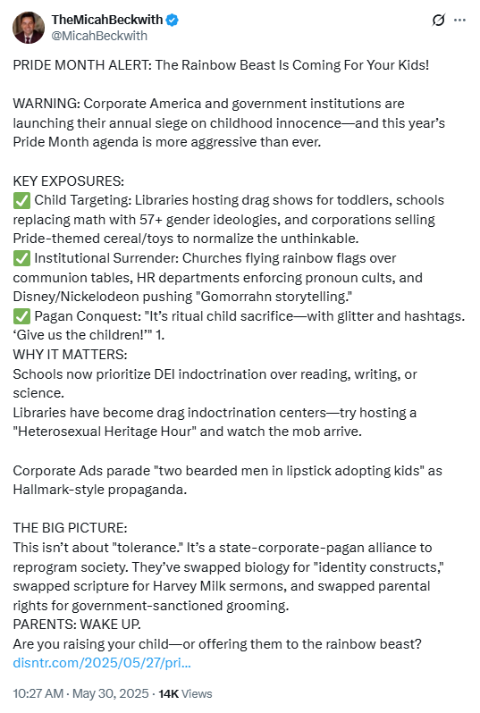 ‘The rainbow beast is coming for your kids,' Lt. Gov. Beckwith tells ...