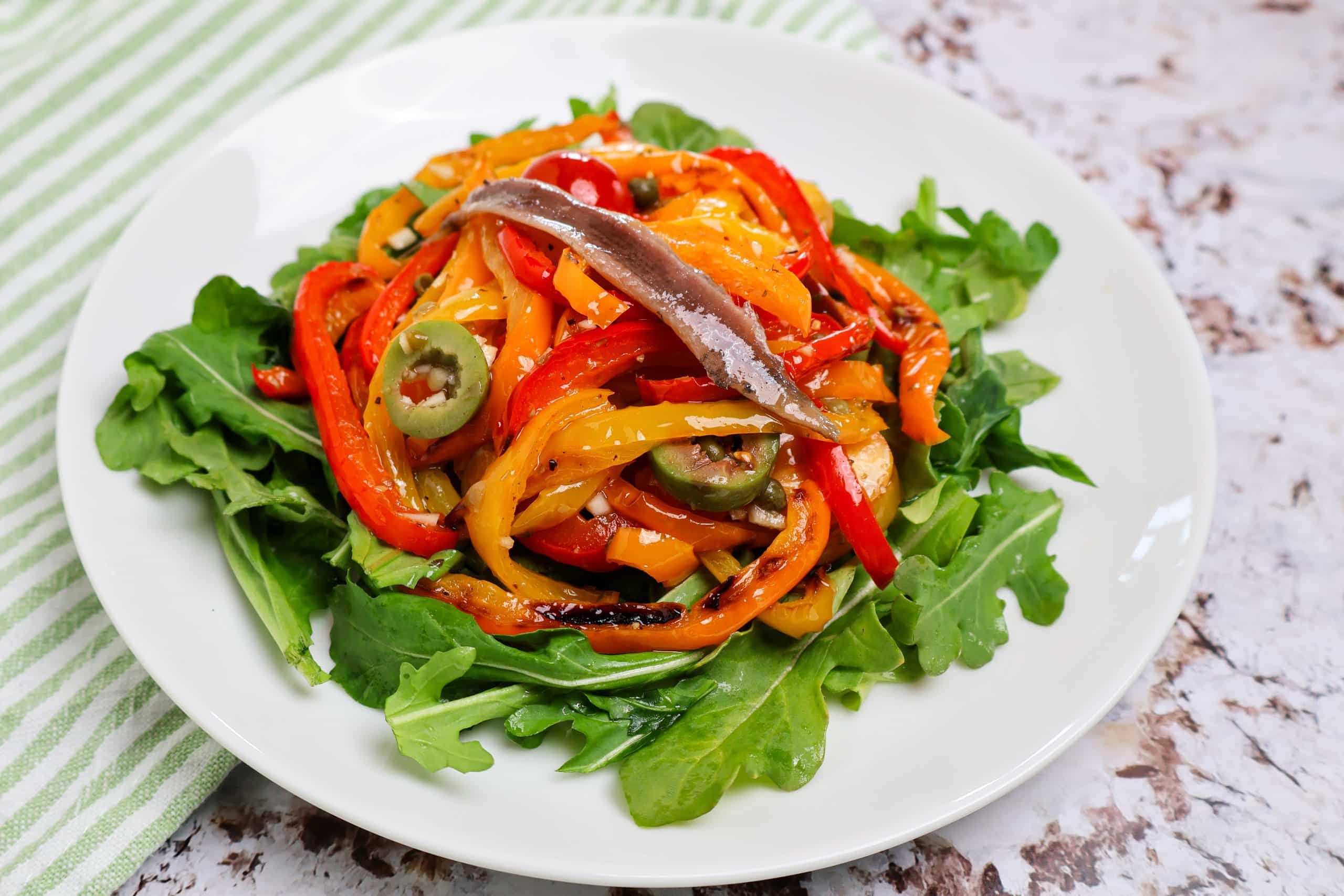 Bell Pepper Salad with Arugula and Anchovies