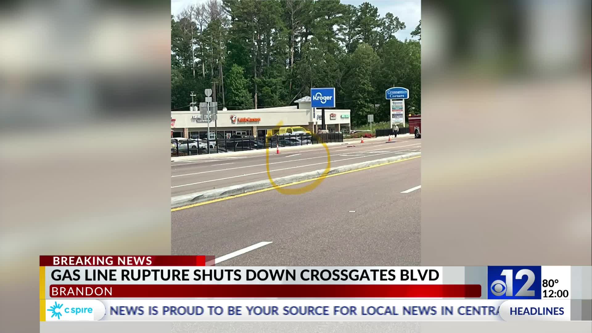 Gas line rupture shuts down Crossgates Boulevard in Brandon