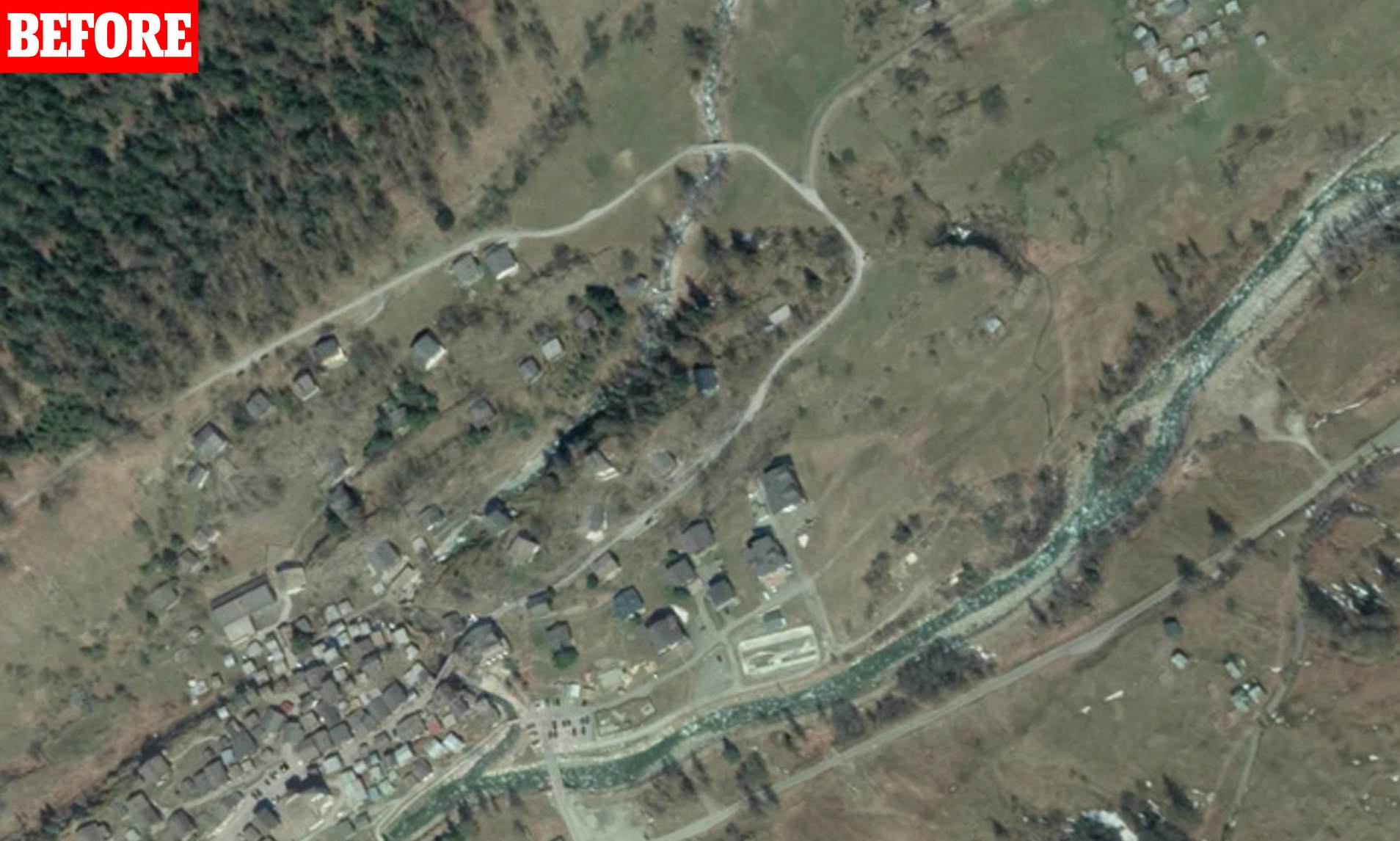 Satellite images show how tiny Swiss village was completely wiped out ...