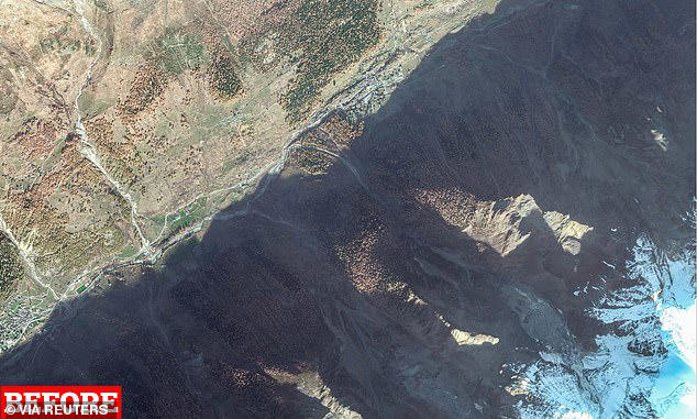Satellite images show how tiny Swiss village was completely wiped out ...