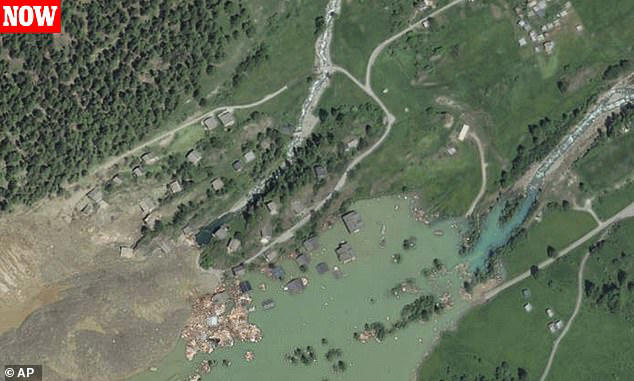 Satellite images show how tiny Swiss village was completely wiped out ...