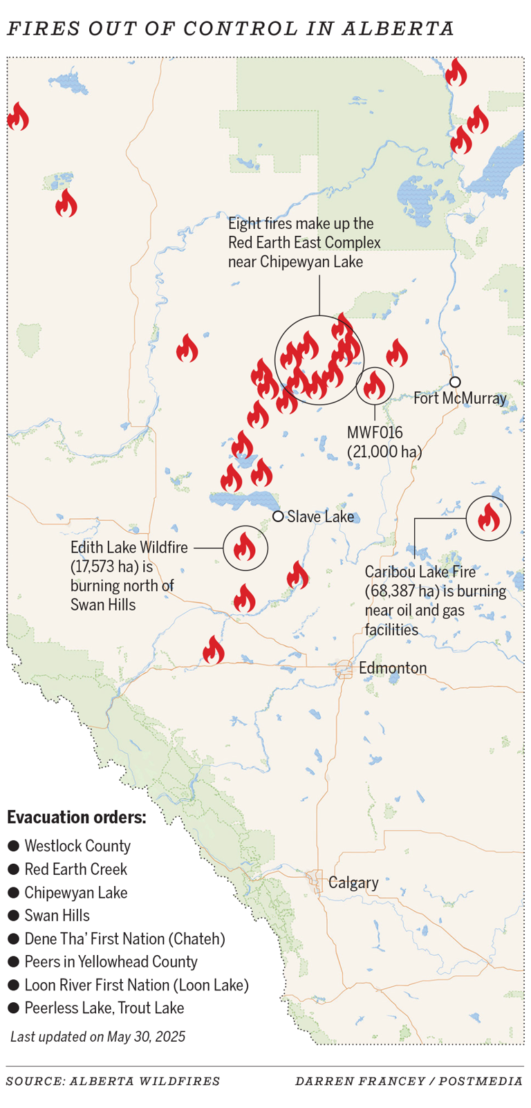 Wildfire updates: 25+ Alberta blazes deemed out-of-control | More Sask ...