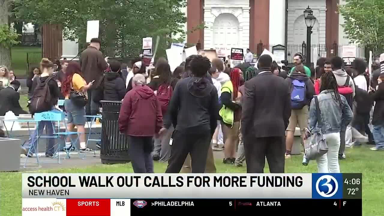Students and staff walk out of school in New Haven to call on city ...