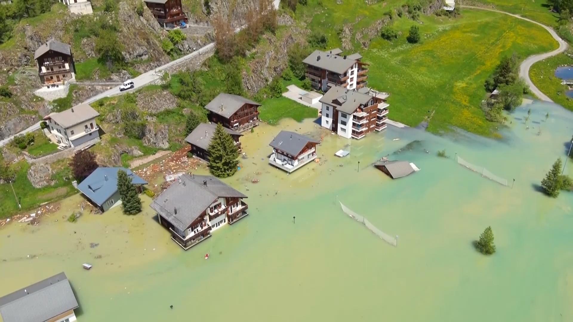 Aerial footage shows the aftermath of the Blatten glacier collapse in ...