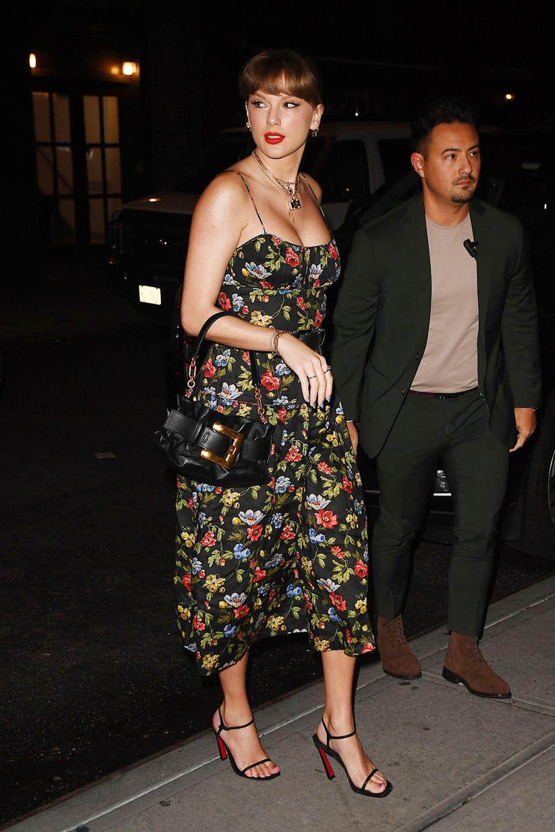 Taylor Swift Emerges in NYC in a Floral Midi Dress and a Western It Bag