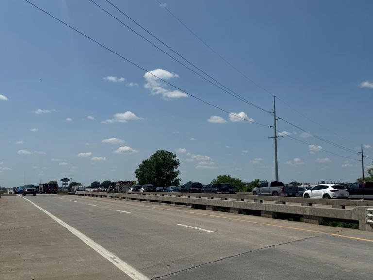 Traffic backed up on westbound Highway 24 in Topeka