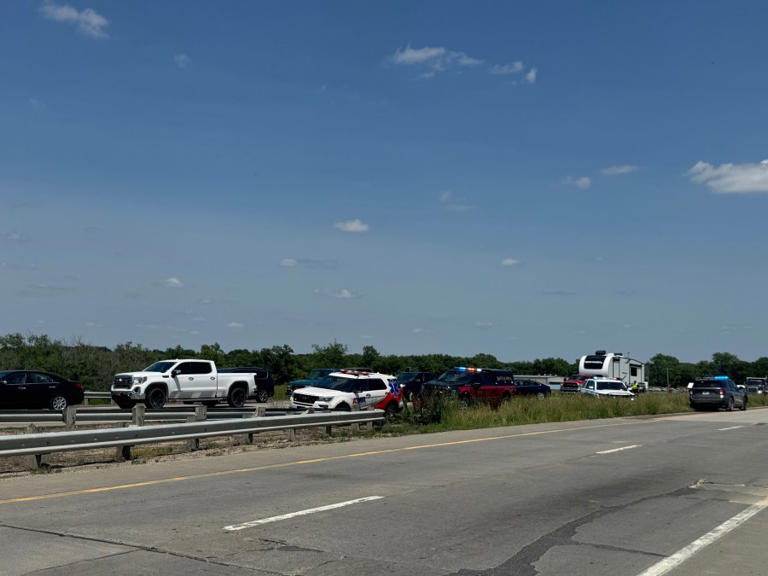 Traffic backed up on westbound Highway 24 in Topeka