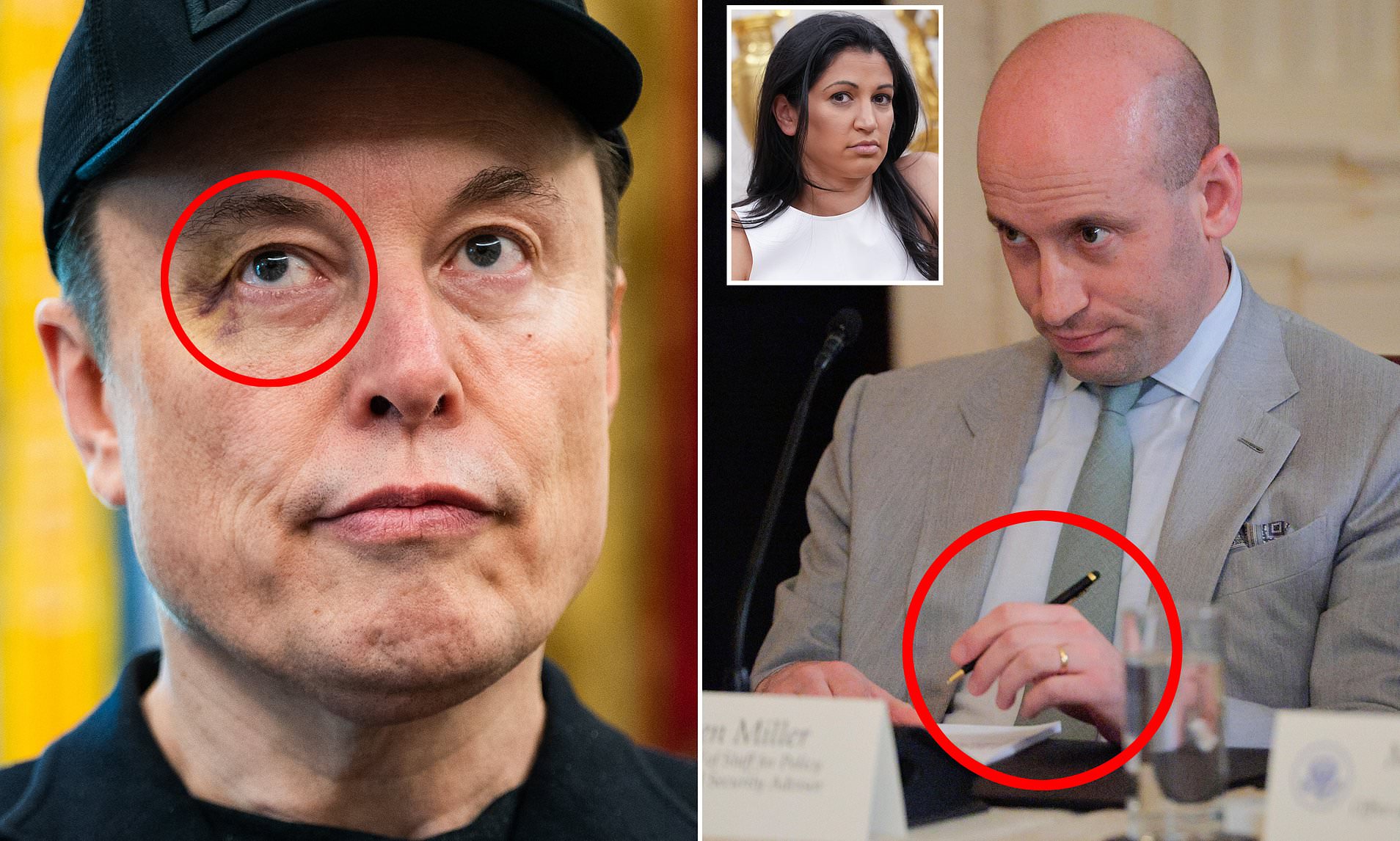 Elon Musk black eye sparks rumor over Stephen Miller's wife as she ...