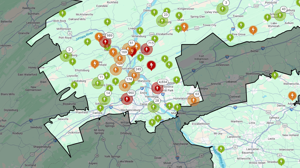 Storms leave thousands without power across central PA
