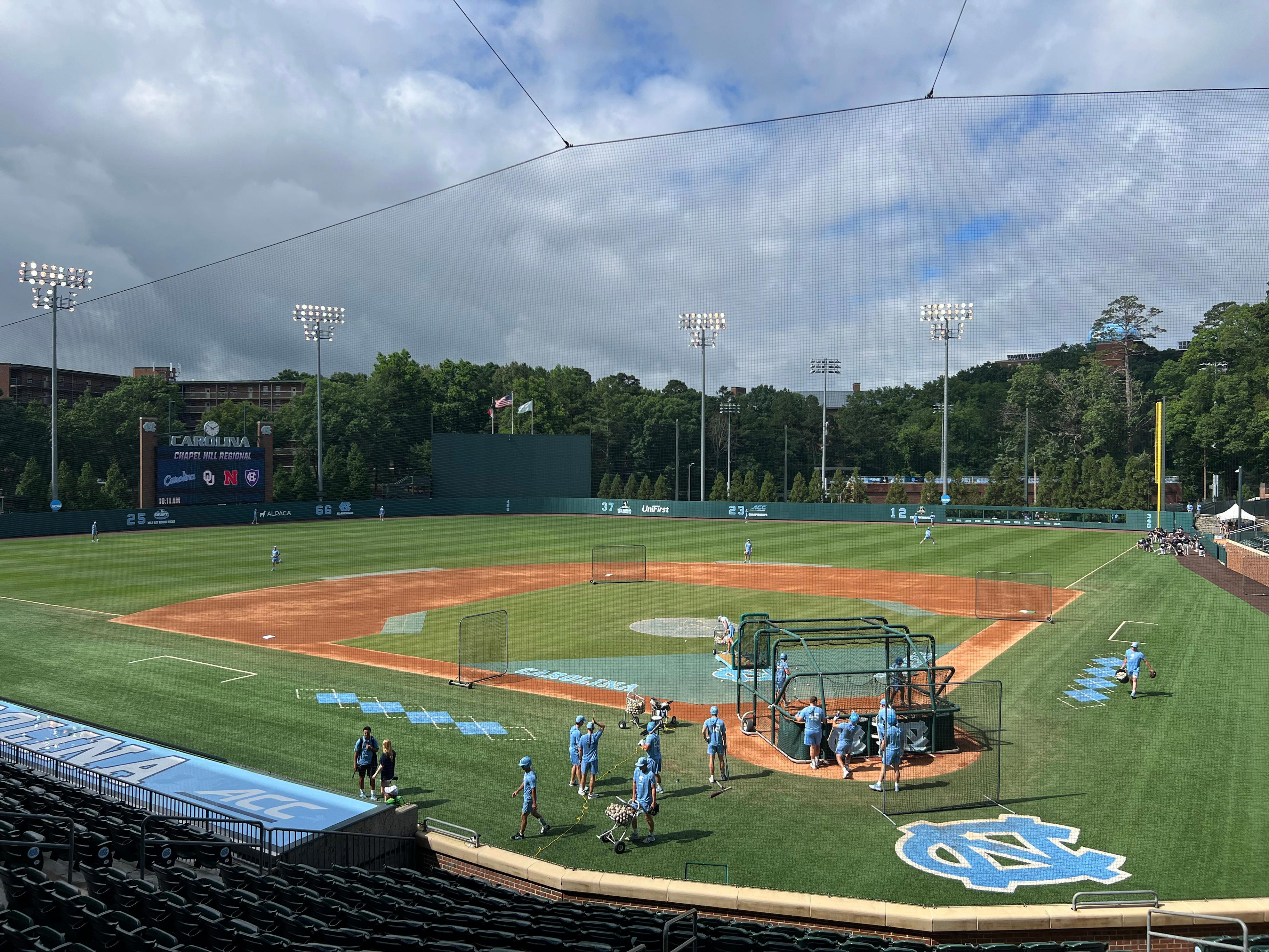 UNC vs Oklahoma baseball in weather delay before NCAA Regional in ...