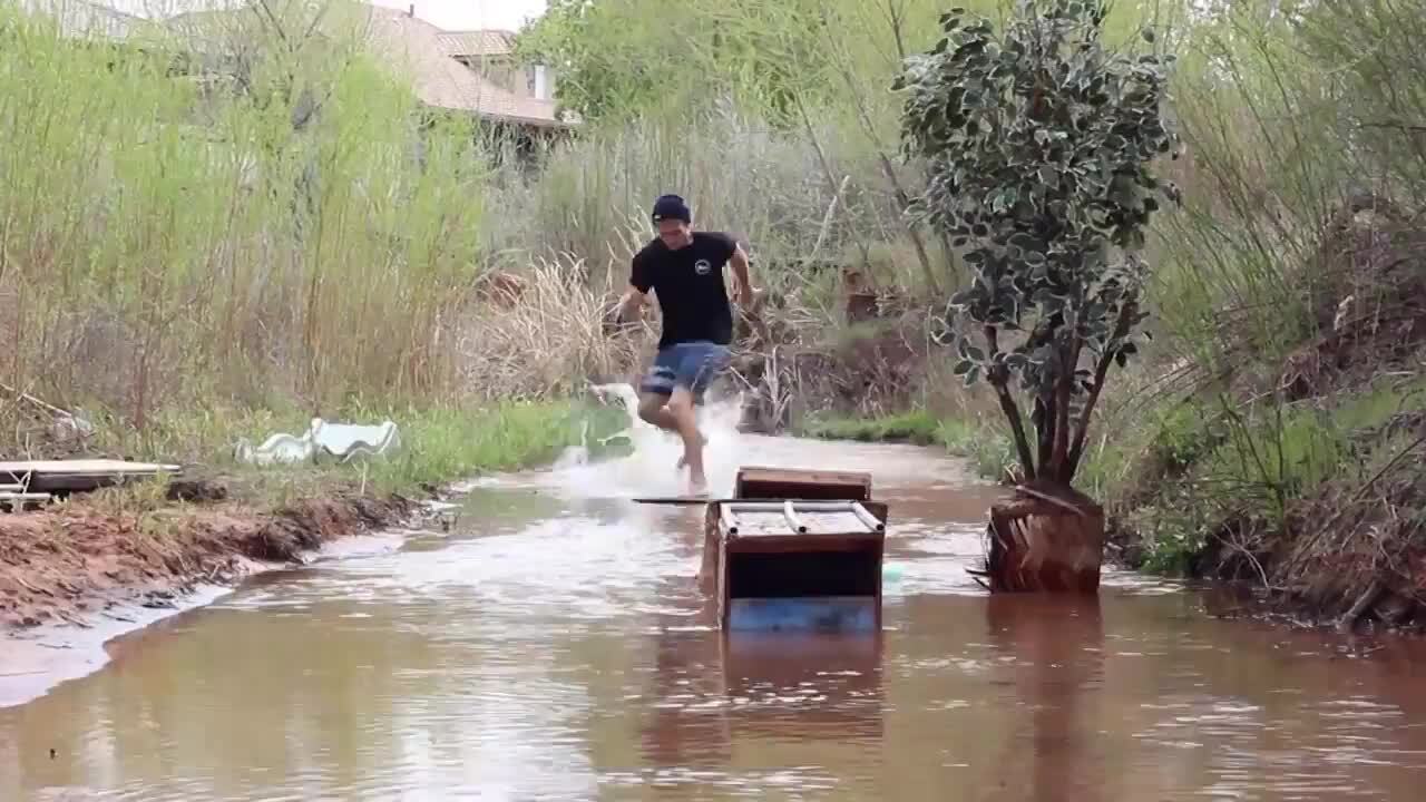 Guy Performs Awesome Tricks on Skimboard