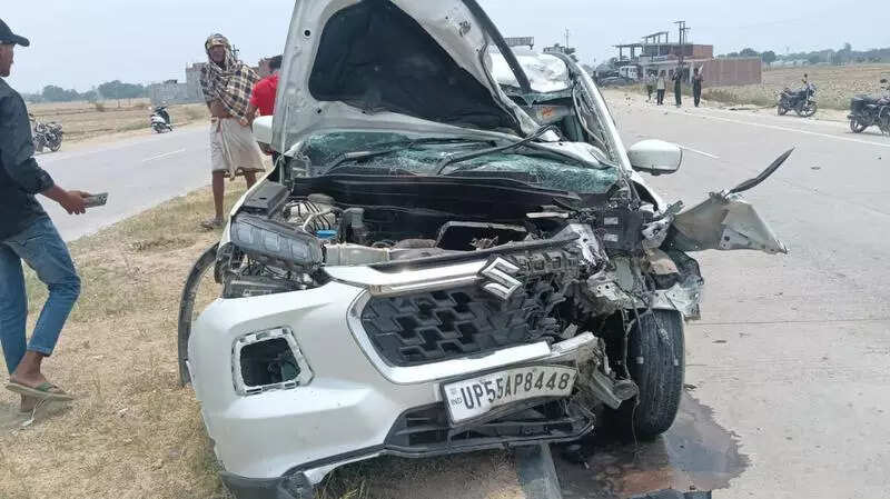 Four killed as car hits bike on highway, two dragged for 100 mt