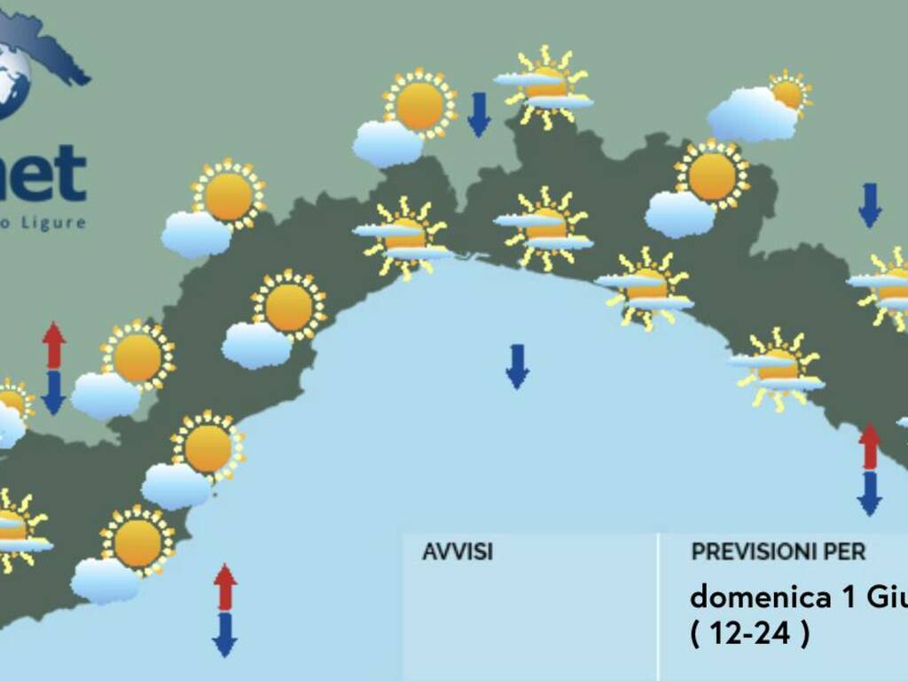 Meteo Liguria, giugno inizia con qualche nuvola: le previsioni