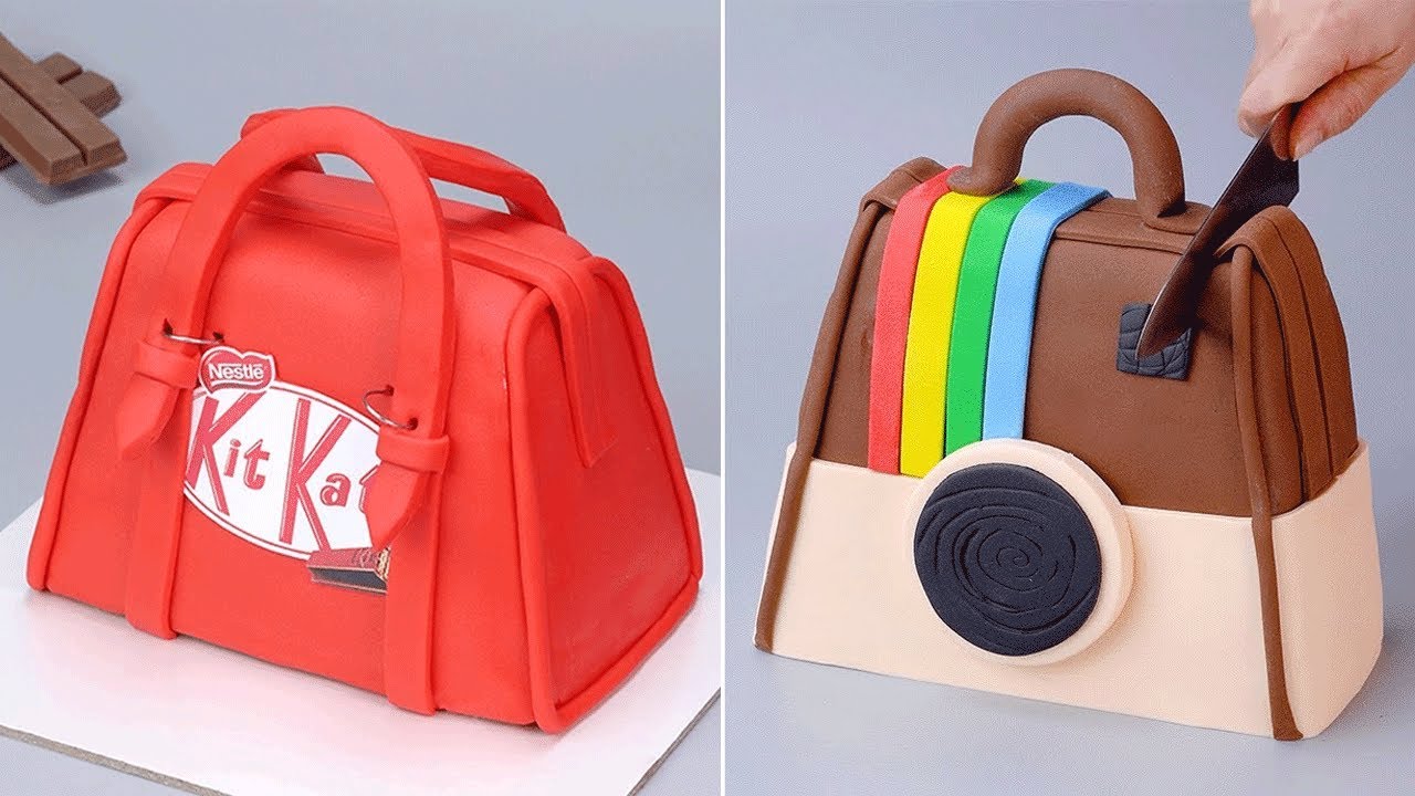 Tutorial Kue Bentuk Tas KitKat & Instagram | Kue Fondant Realistis ...