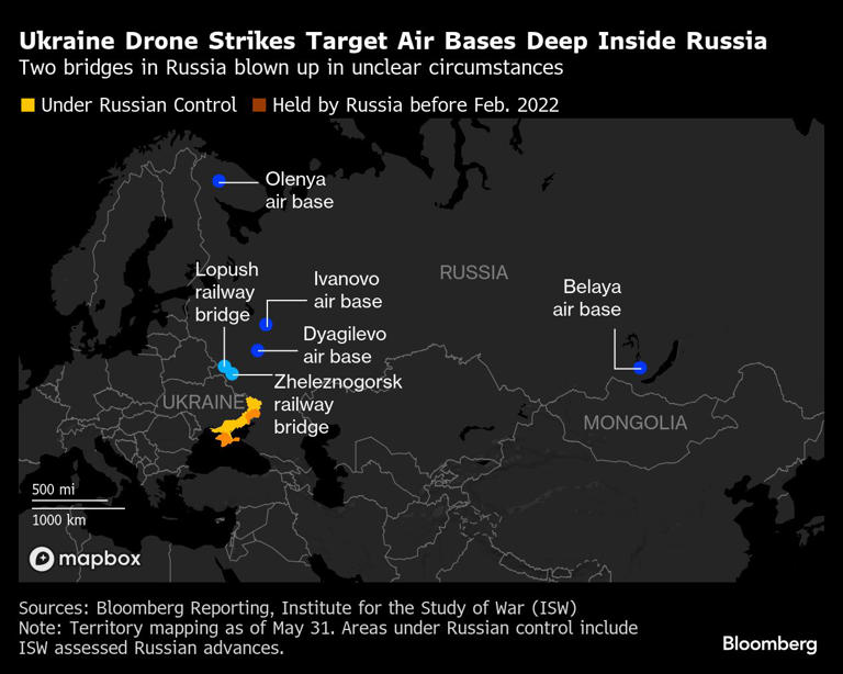 Ukraine Drone Strikes Hit Nuclear Bombers Deep Inside Russia