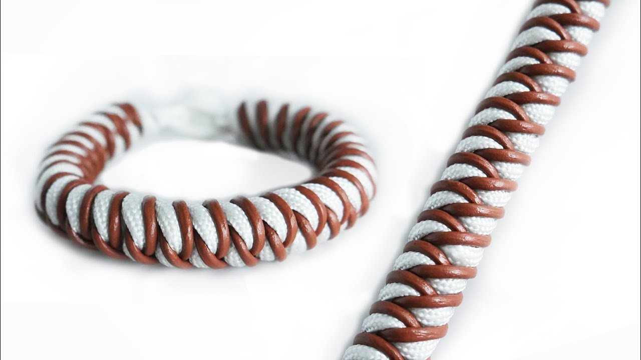 How to Make a Leather Stitched Snake Knot Paracord Bracelet Tutorial