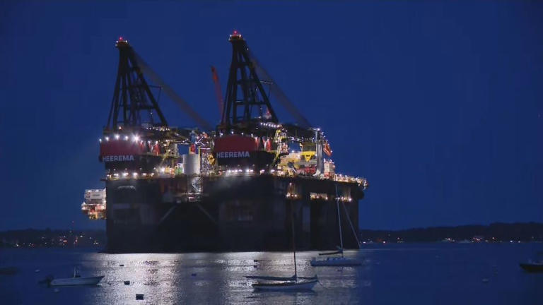 Anchors aweigh! Huge crane ship departs Rhode Island