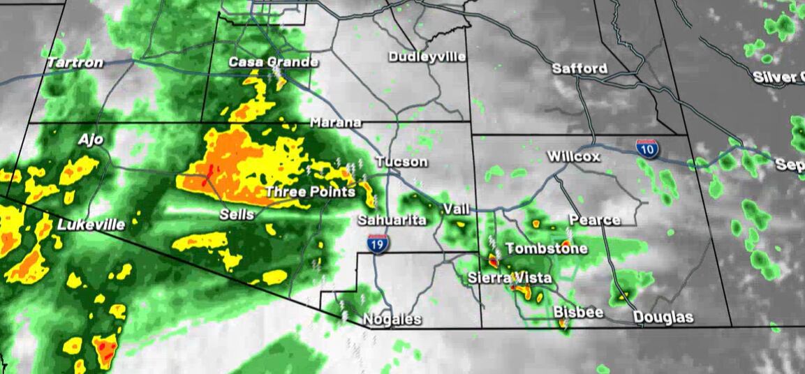 WATCH: Radar shows storms moving into Tucson area