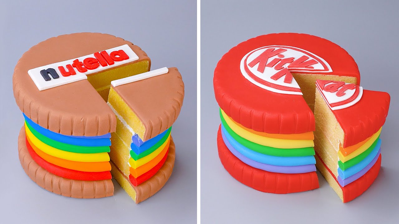 Satisfying Nutella & KitKat Rainbow Sandwich Cakes | Easy DIY Tutorial