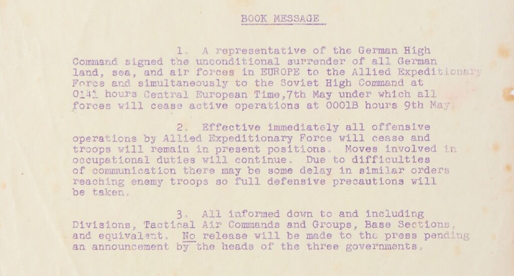 President Eisenhower’s secret message announcing Europe victory set to ...
