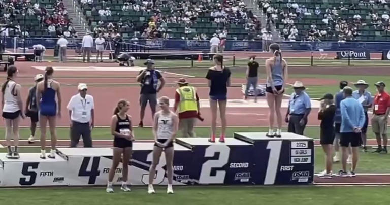 Girl athletes praised after refusing to take podium next to transgender ...