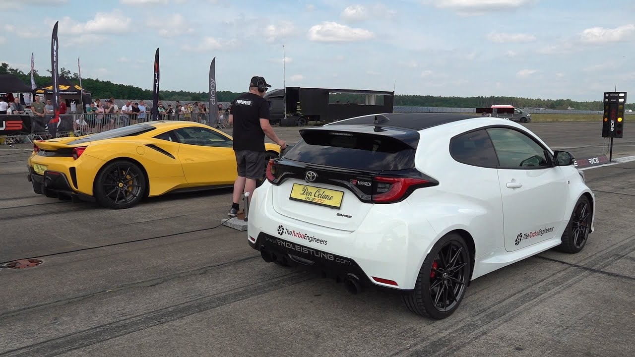 Ferrari 488 Pista vs 400HP Toyota Yaris GR – Supercar vs Sleeper Hatch ...