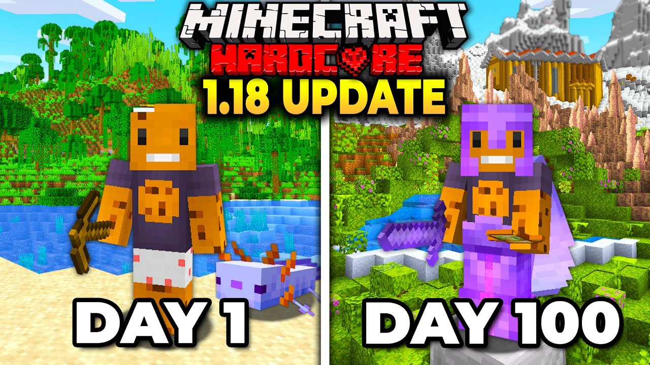 I survived 100 days on the 1.18 update in hardcore Minecraft... Here's ...
