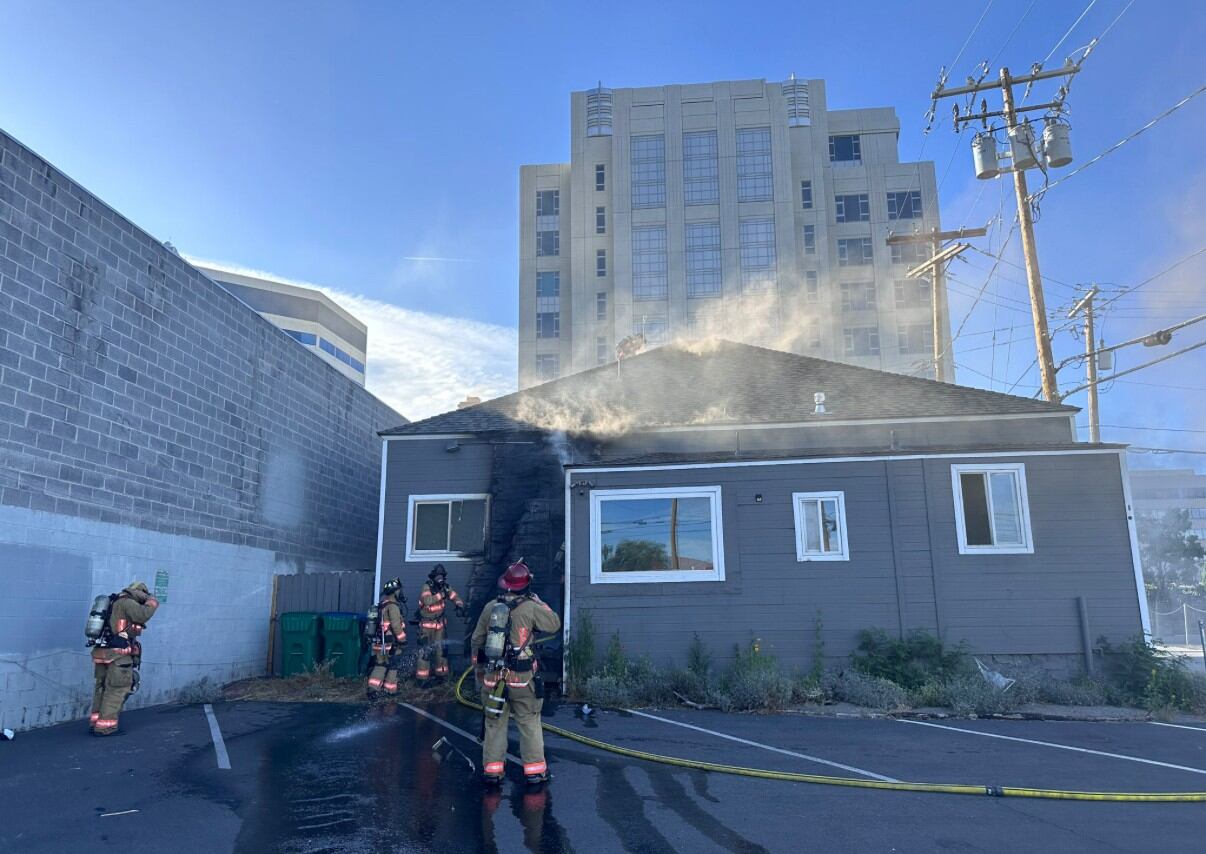 Reno fire crews knock down flames on Stewart St.