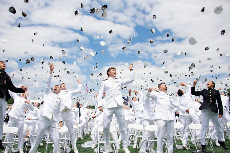 Hats in the air as U.S. Naval Academy celebrates graduation