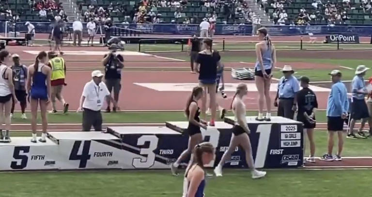 Girl athletes praised after refusing to take podium next to transgender ...