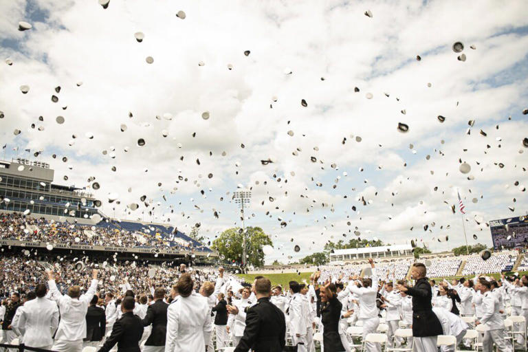 Hats in the air as U.S. Naval Academy celebrates graduation