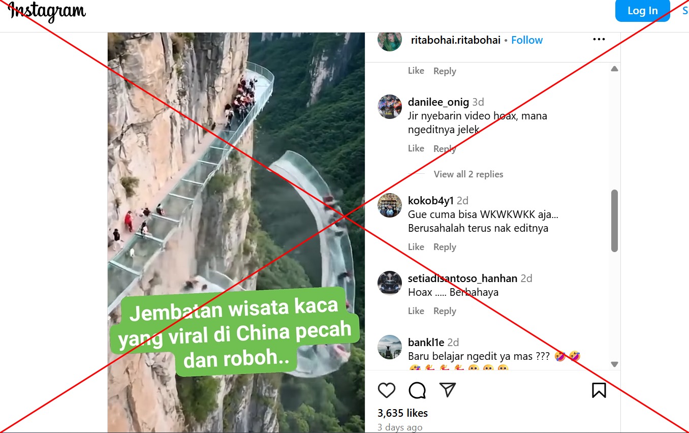 Video menyesatkan memperlihatkan jembatan kaca yang roboh adalah buatan AI