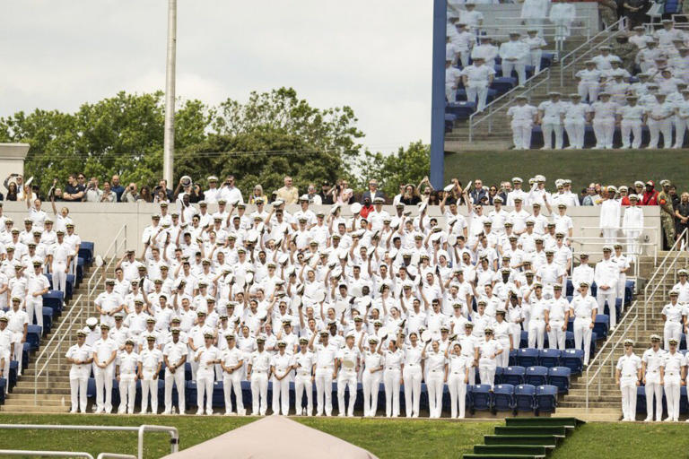 Hats in the air as U.S. Naval Academy celebrates graduation