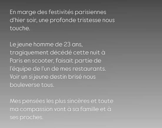 Le scootériste tué en marge de la fête bossait pour Jean Imbert