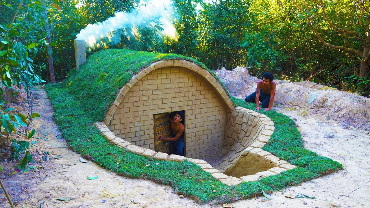 45 Days Building an Underground House with Living Room