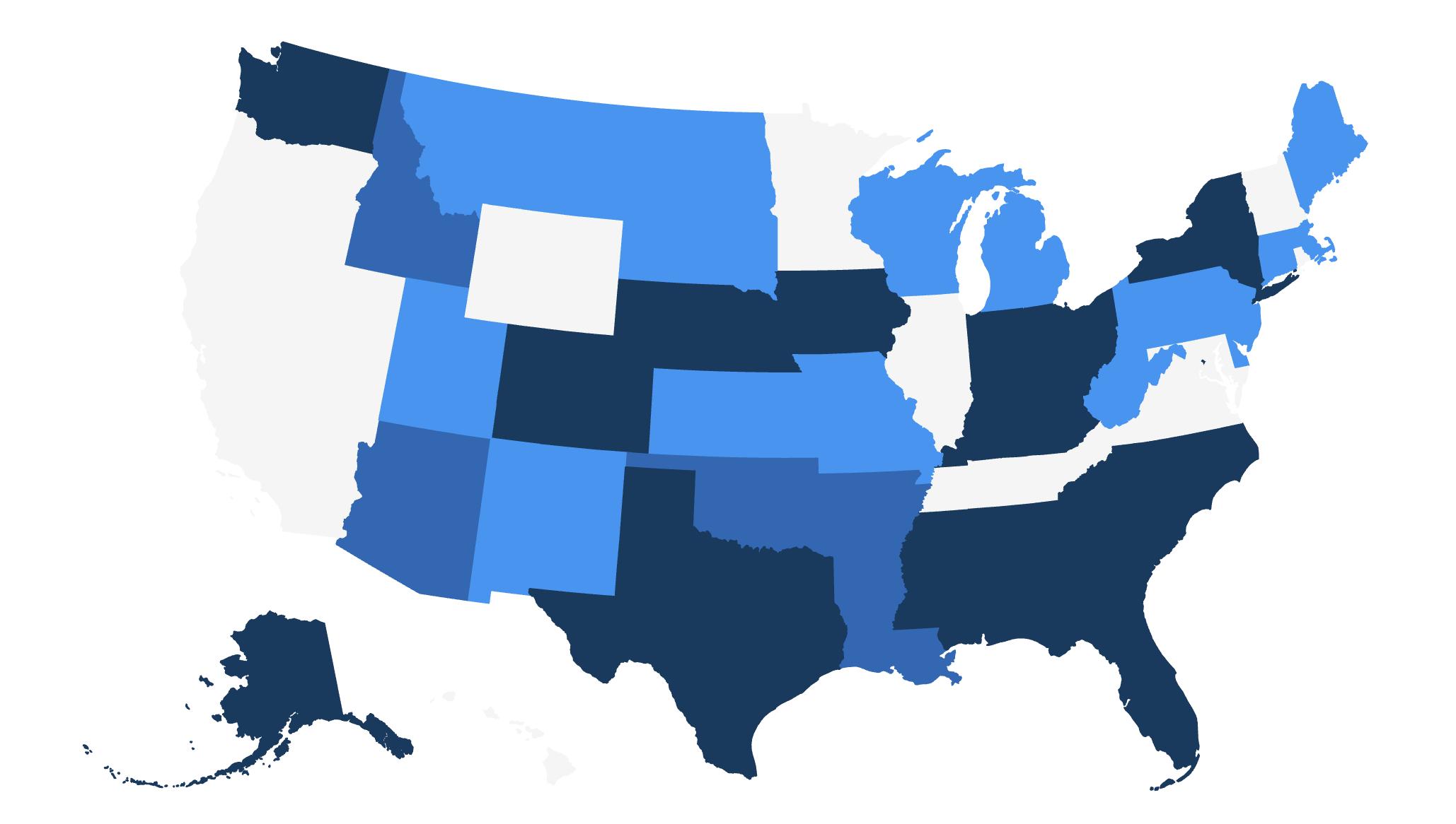 Map shows states exempting elderly people from paying property taxes