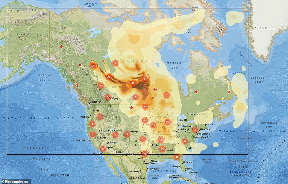 New maps indicate US regions facing potential Canadian wildfires smoke