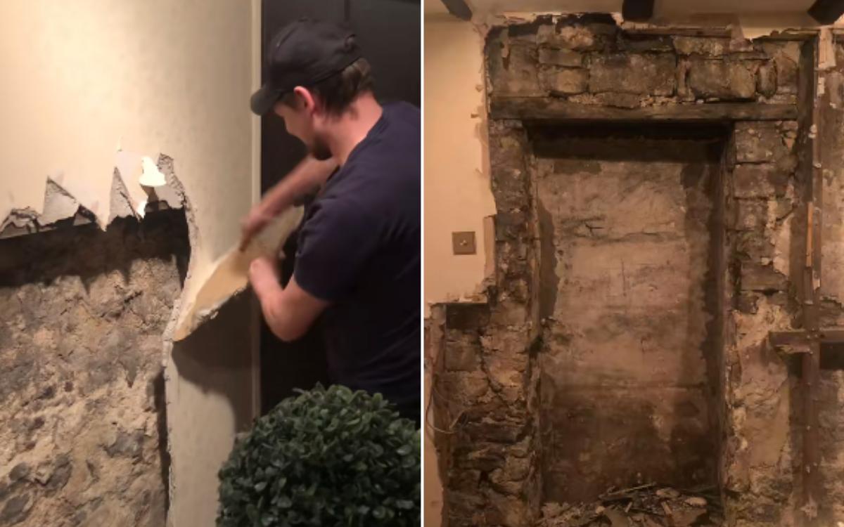 Couple rip down wall to reveal 245-year-old door, shock at where it leads