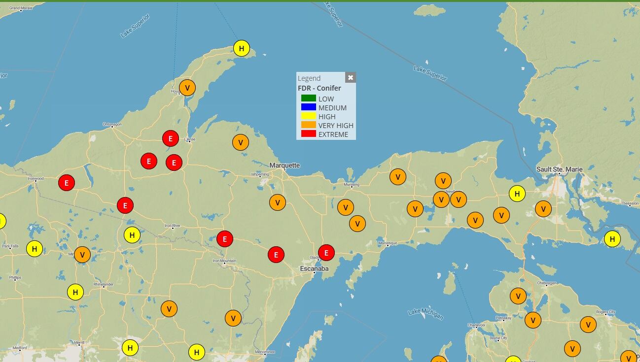 DNR combats wildfire in Dickinson County, warns of extreme fire risk in UP